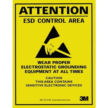 3M 80000917486 Cartel de seguridad eléctrica, Amarillo, ESD, 17 pulg. x ...