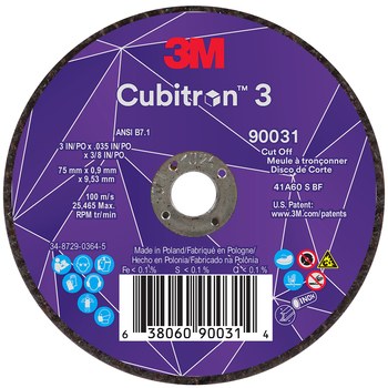 3M Cubitron 3 Rueda de corte 90031, Tipo 1 (recto), 3 pulg., Óxido de ...